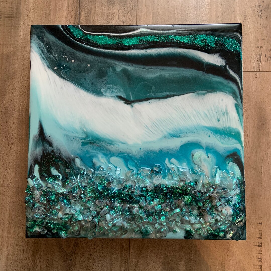 RESIN Seascape|10”x10”birch Panel Resin Beach| Seascape Resin| Gift for ...