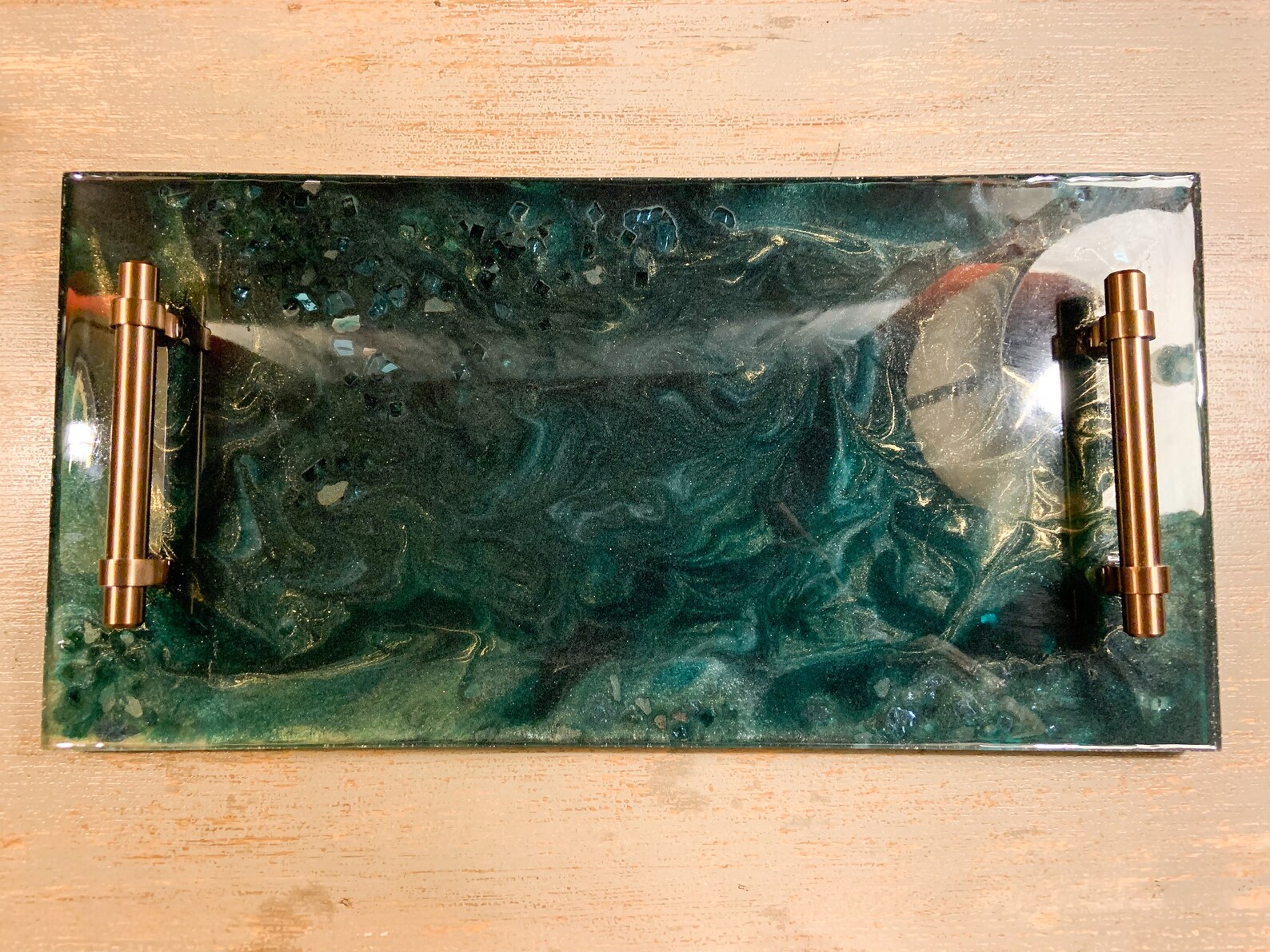 Large Emerald Green Resin Traygreen Table Decogreen Resin - Etsy