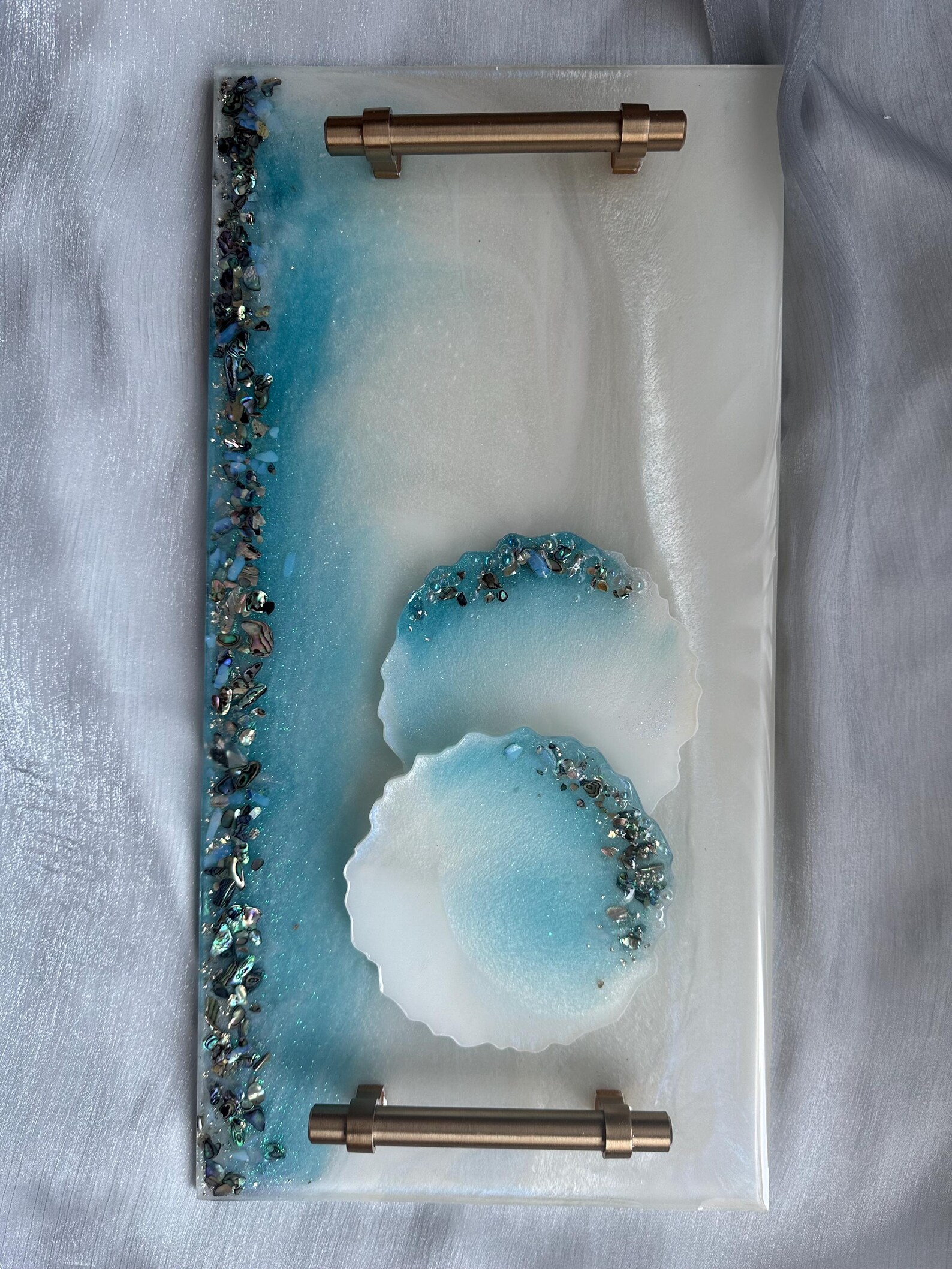Ocean Inspired Resin Tray|large Serving Tray|elegant Table Decor|blue ...