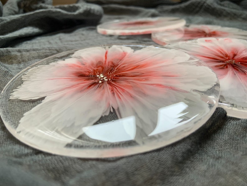 Pink Lily Resin Coasters|lily Pad Coaster| Set of Four Coasters|3d ...