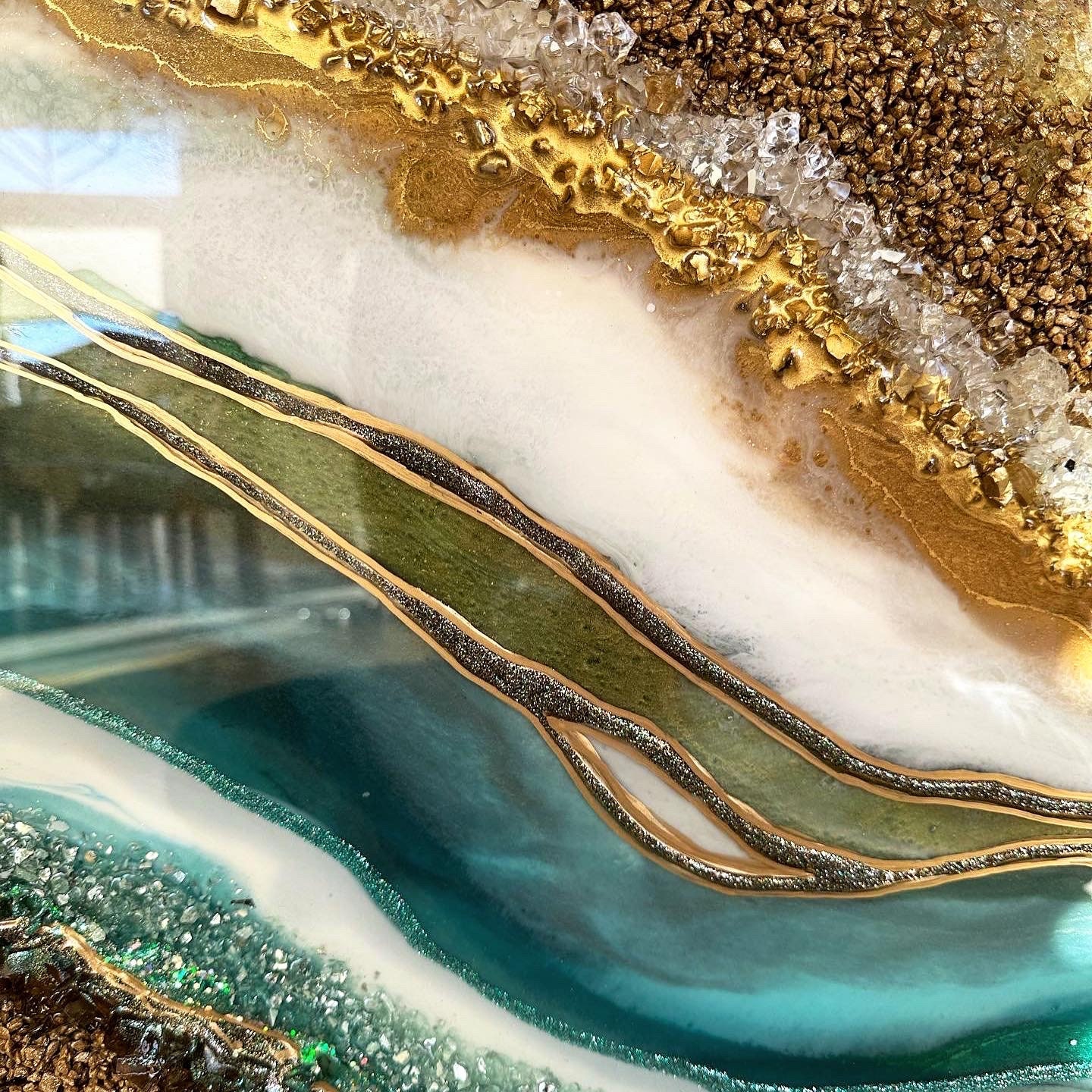 Teal Blue Resin Art |custom Art| Geode Art|resin Painting| Luxury Art ...