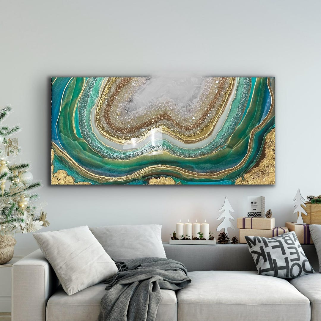 Luxe Teal Blue Resin Art |aquamarine Geode Art|resin Painting| Luxury ...