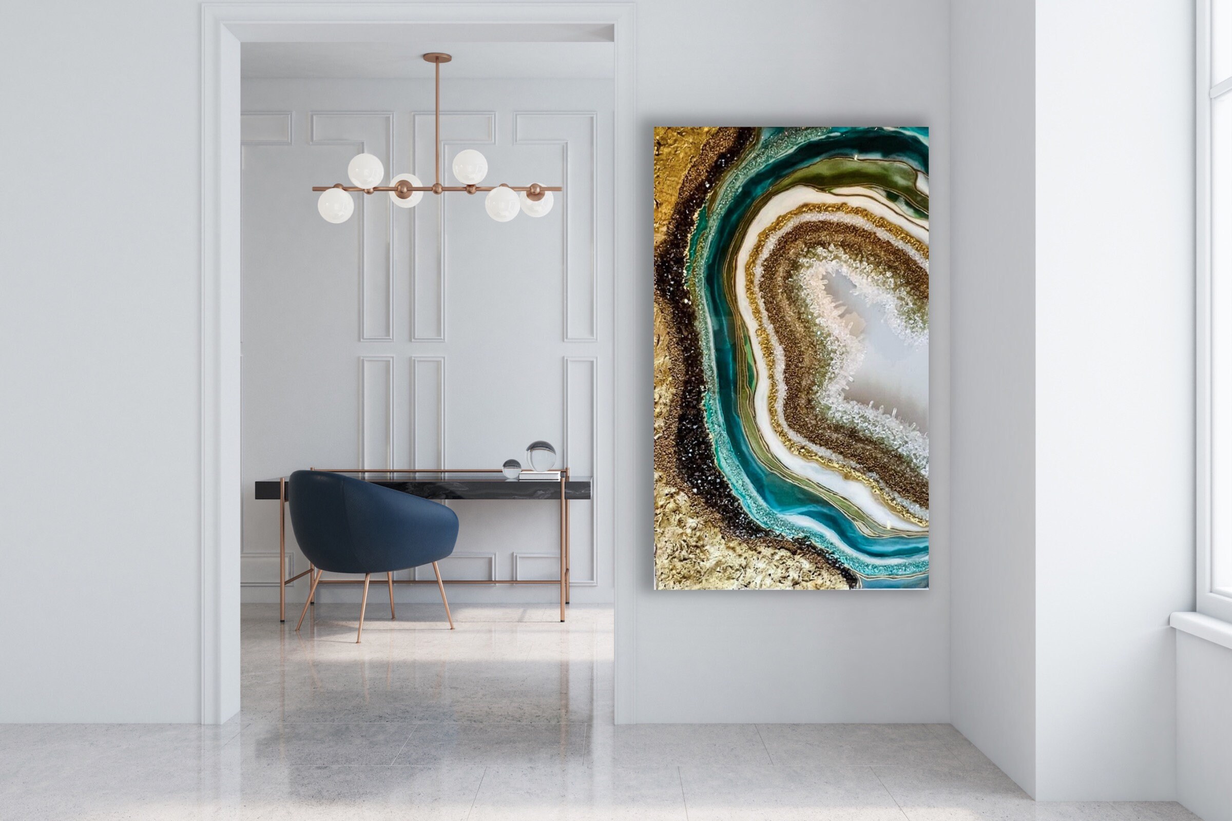 Teal Blue Resin Art custom Art Geode Artresin Painting Luxury ...