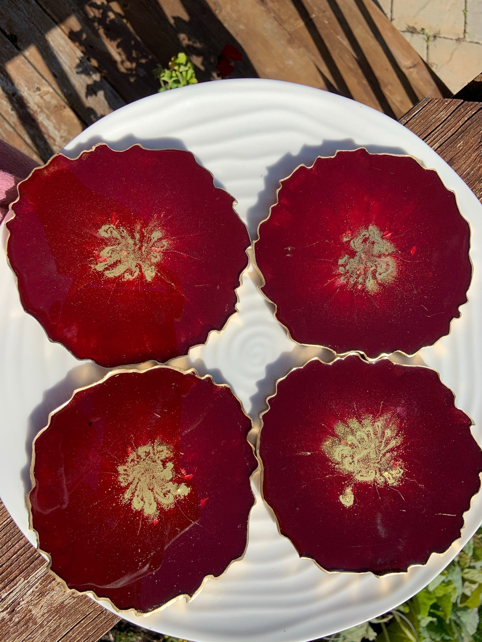 Resplendent Red Coasters|crimson Red Coasters|red Gold Table|red Gold ...