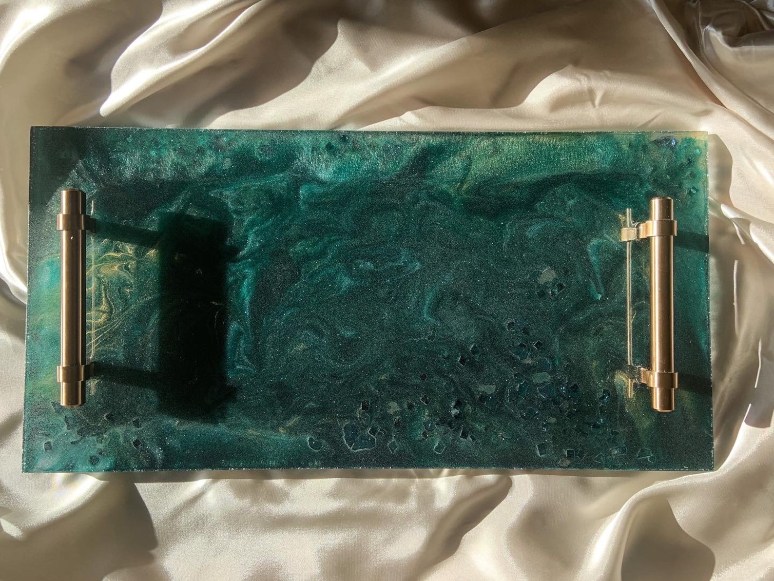 Large Emerald Green Resin Traygreen Table Decogreen Resin - Etsy