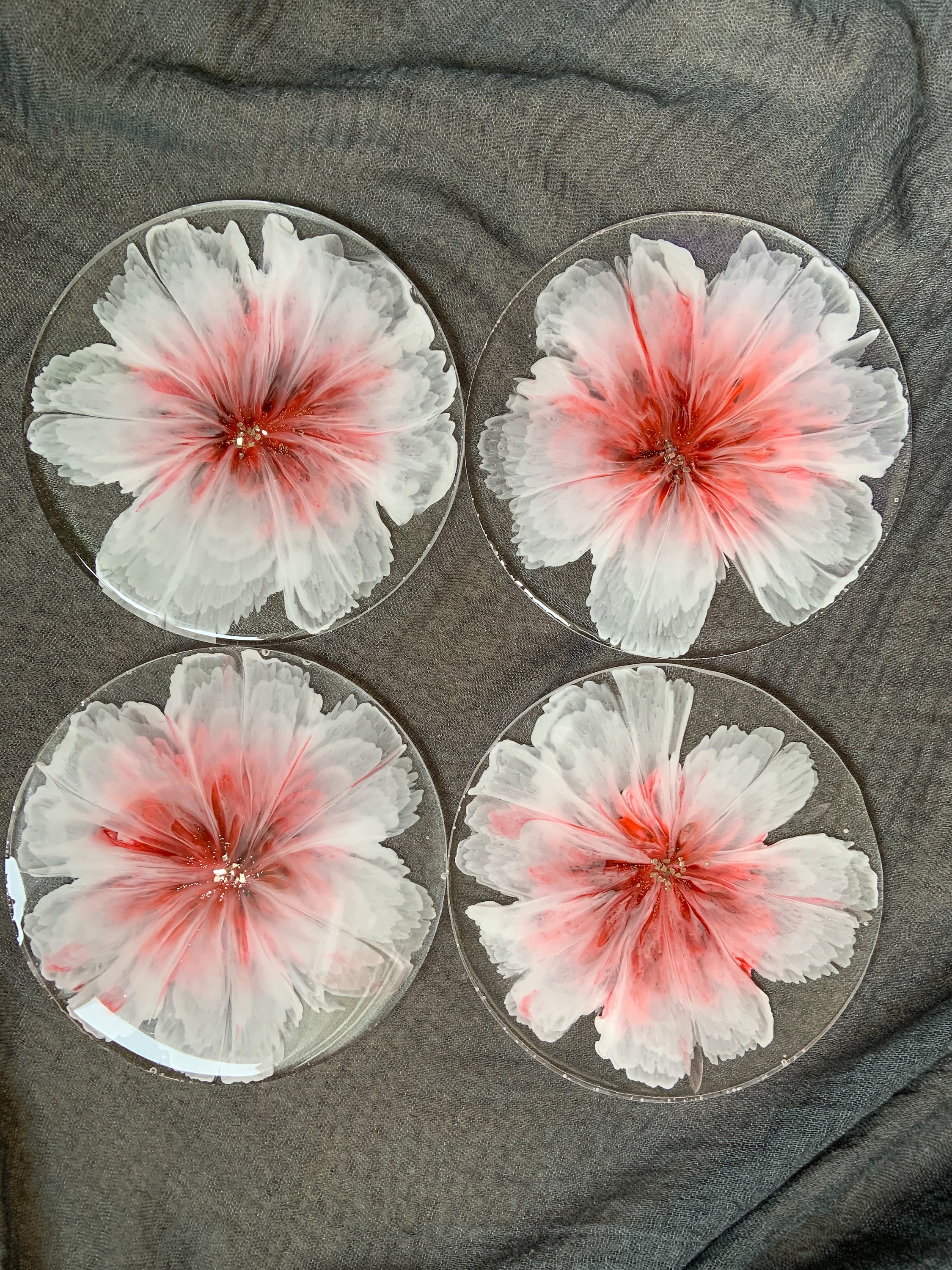Pink Lily Resin Coasters|lily Pad Coaster| Set of Four Coasters|3d ...