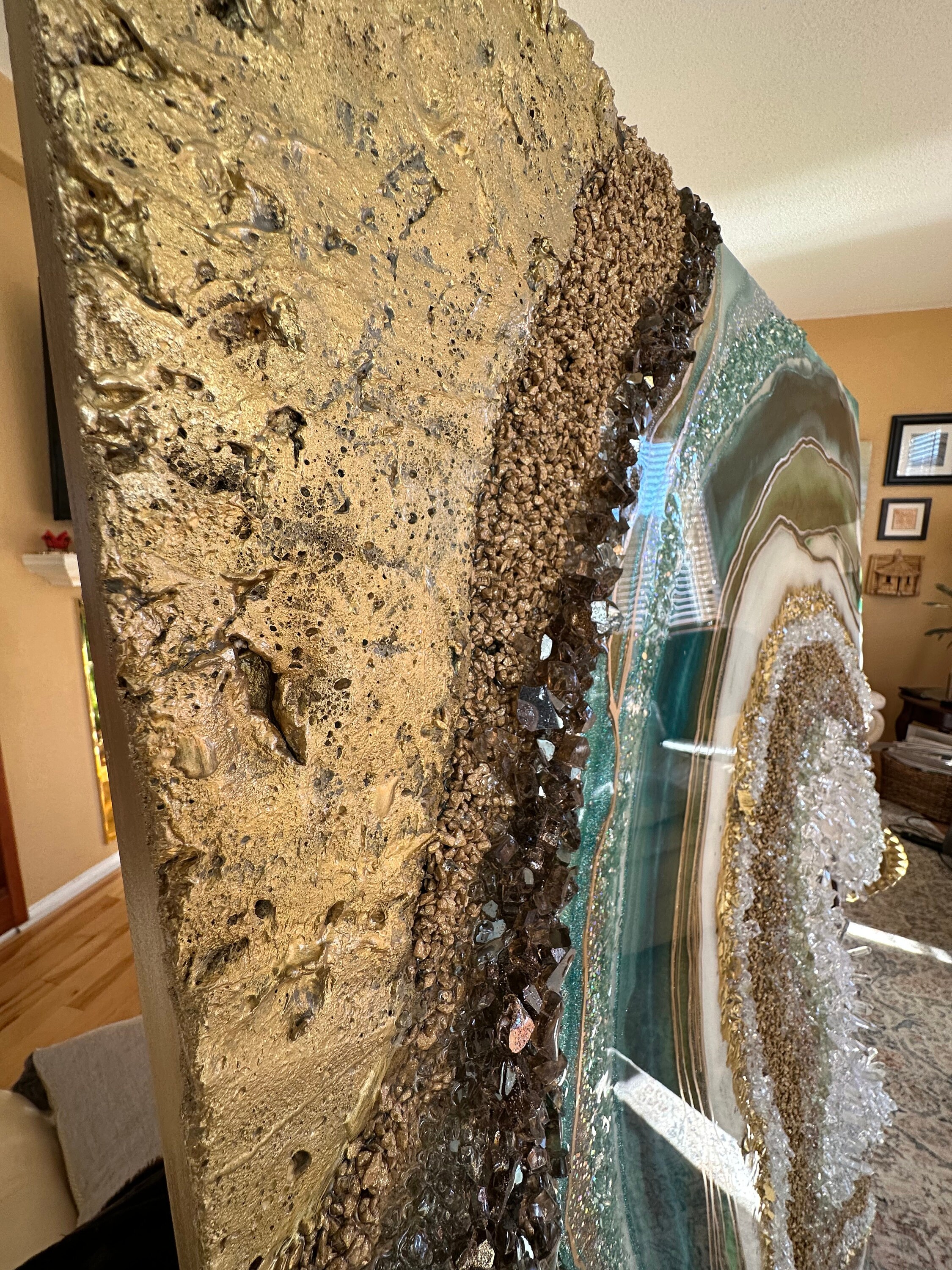 Teal Blue Resin Art |custom Art| Geode Art|resin Painting| Luxury Art ...