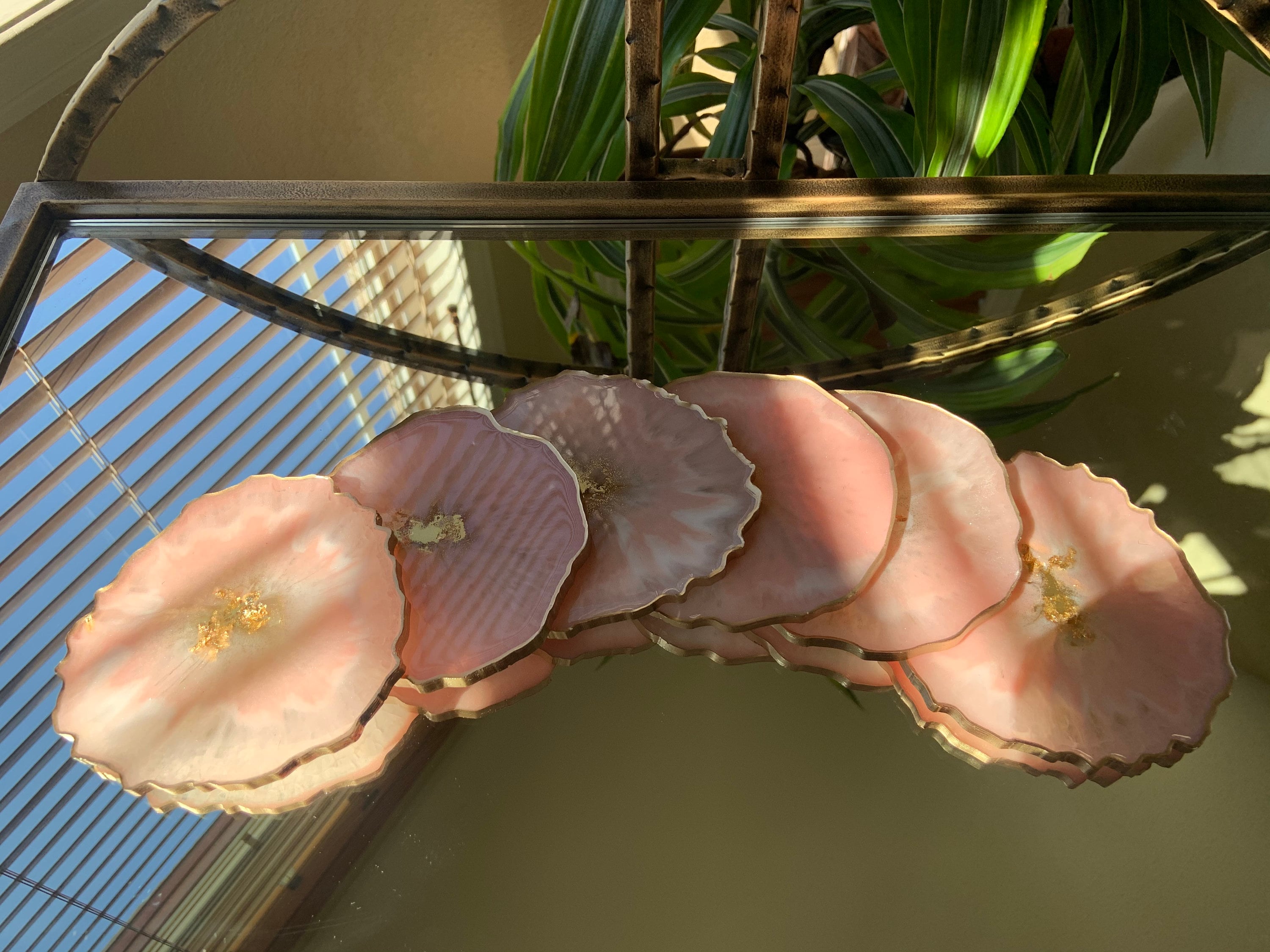 Stunning Flamingo Pink Resin Coasters|blush Pink Flower Resin Coasters ...