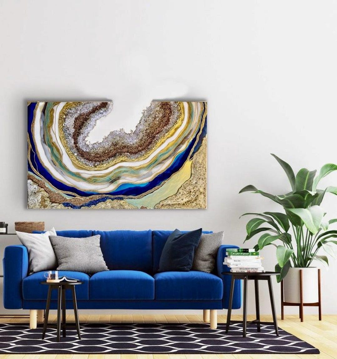 Buy Peacock Blue Resin Art custom Art Geode Artresin Painting Luxury ...