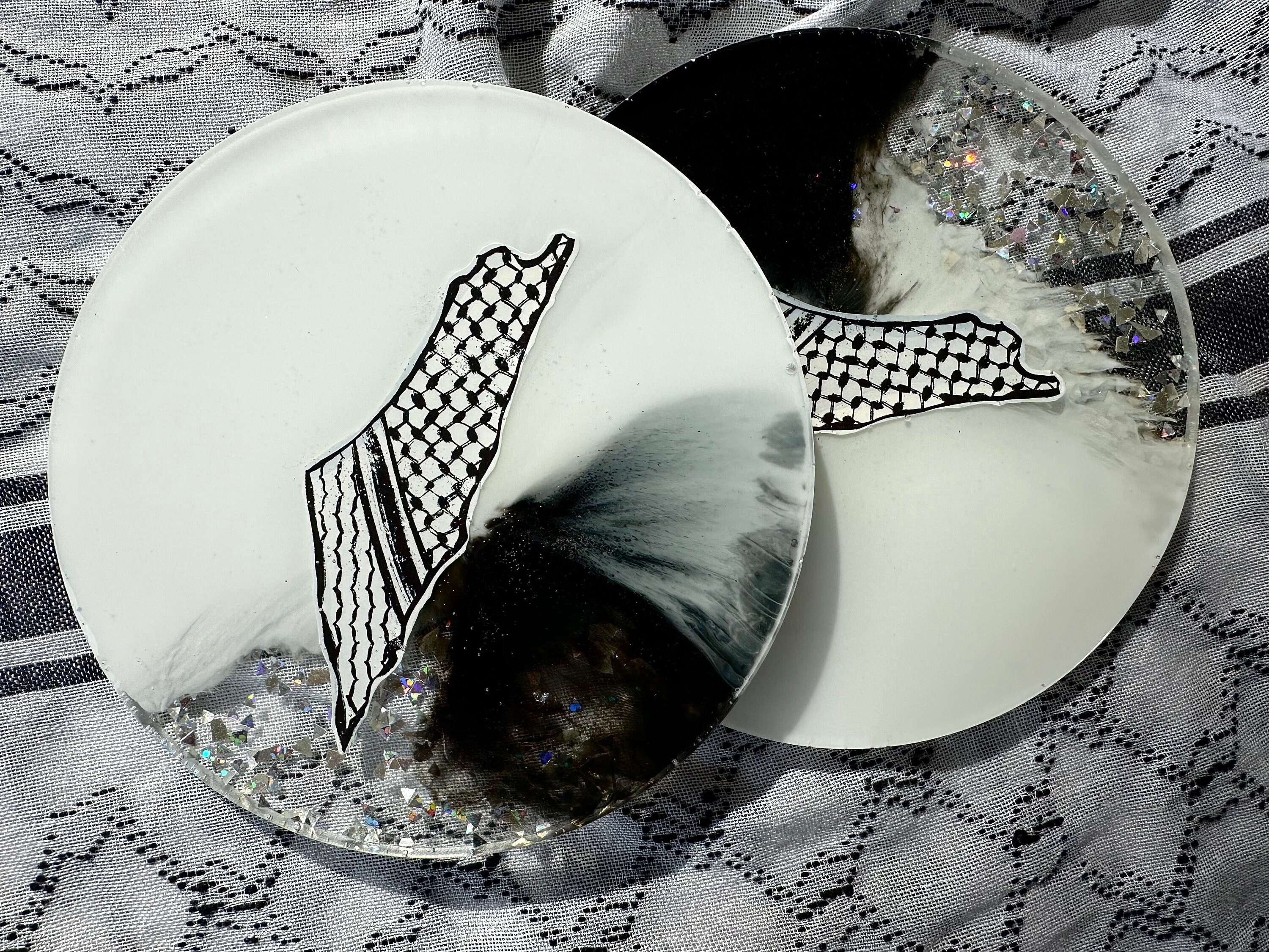 Palestine Resin Coasterspalestine Table Decorblack and White ...