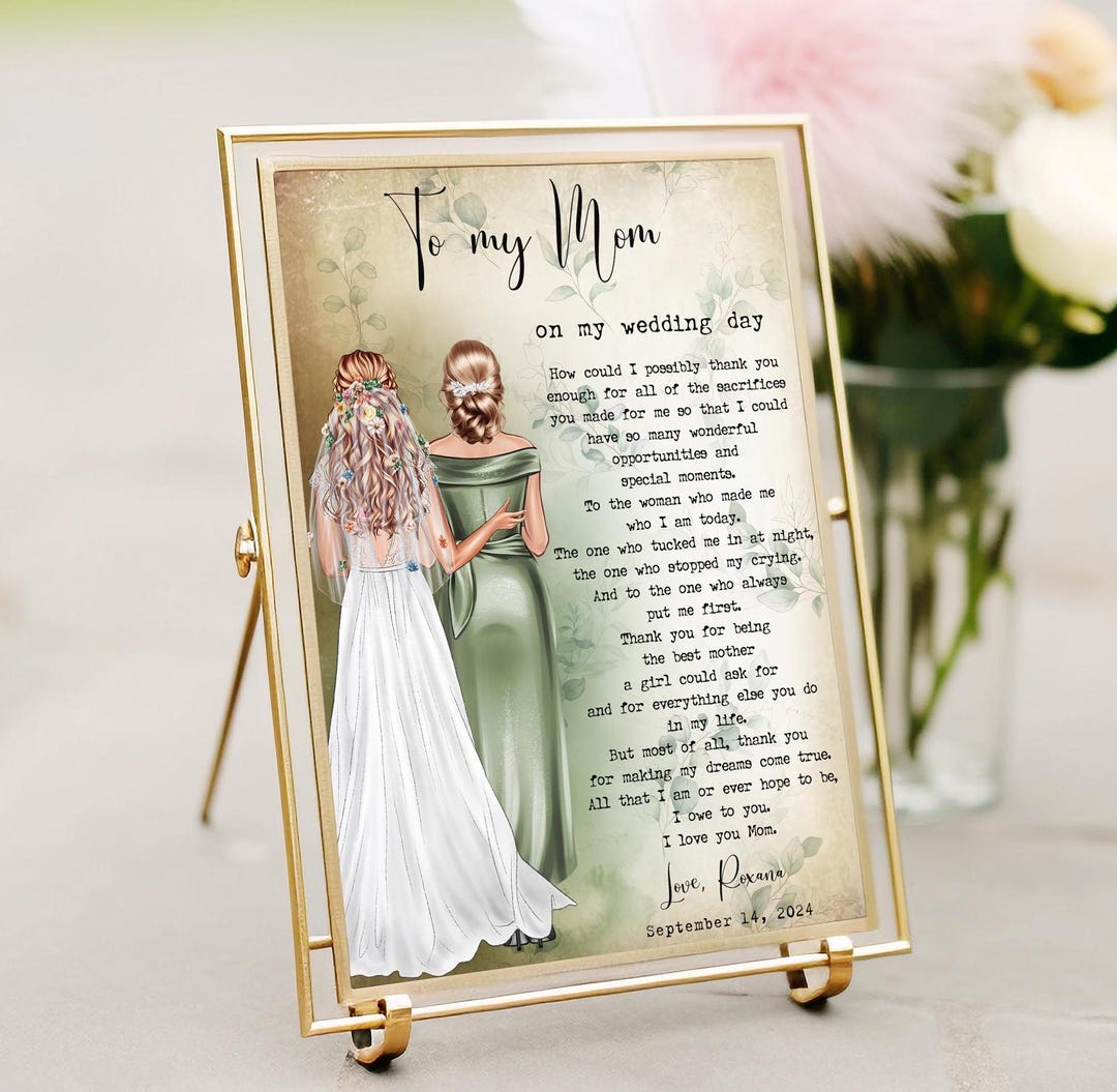 Mother of the Bride Drawing, Printable Mother and Daughter Portrait ...