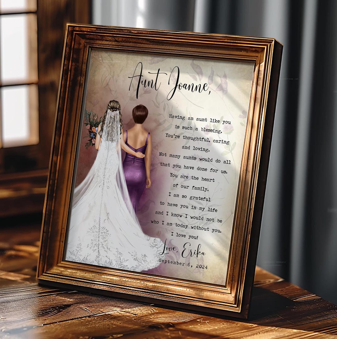 Personalized Bride and Aunt Portrait Art Print Aunt of Bride Custom ...