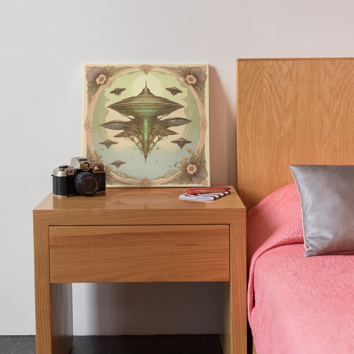 UFO Art Nouveau Canvas Print 1 Vintage Alien Spaceship Wall Art, Eco ...