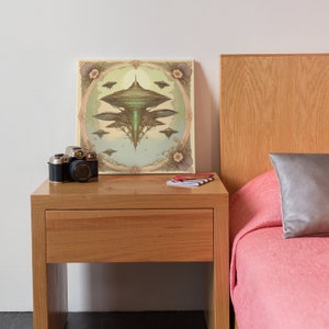 UFO Art Nouveau Canvas Print 1 Vintage Alien Spaceship Wall Art, Eco ...