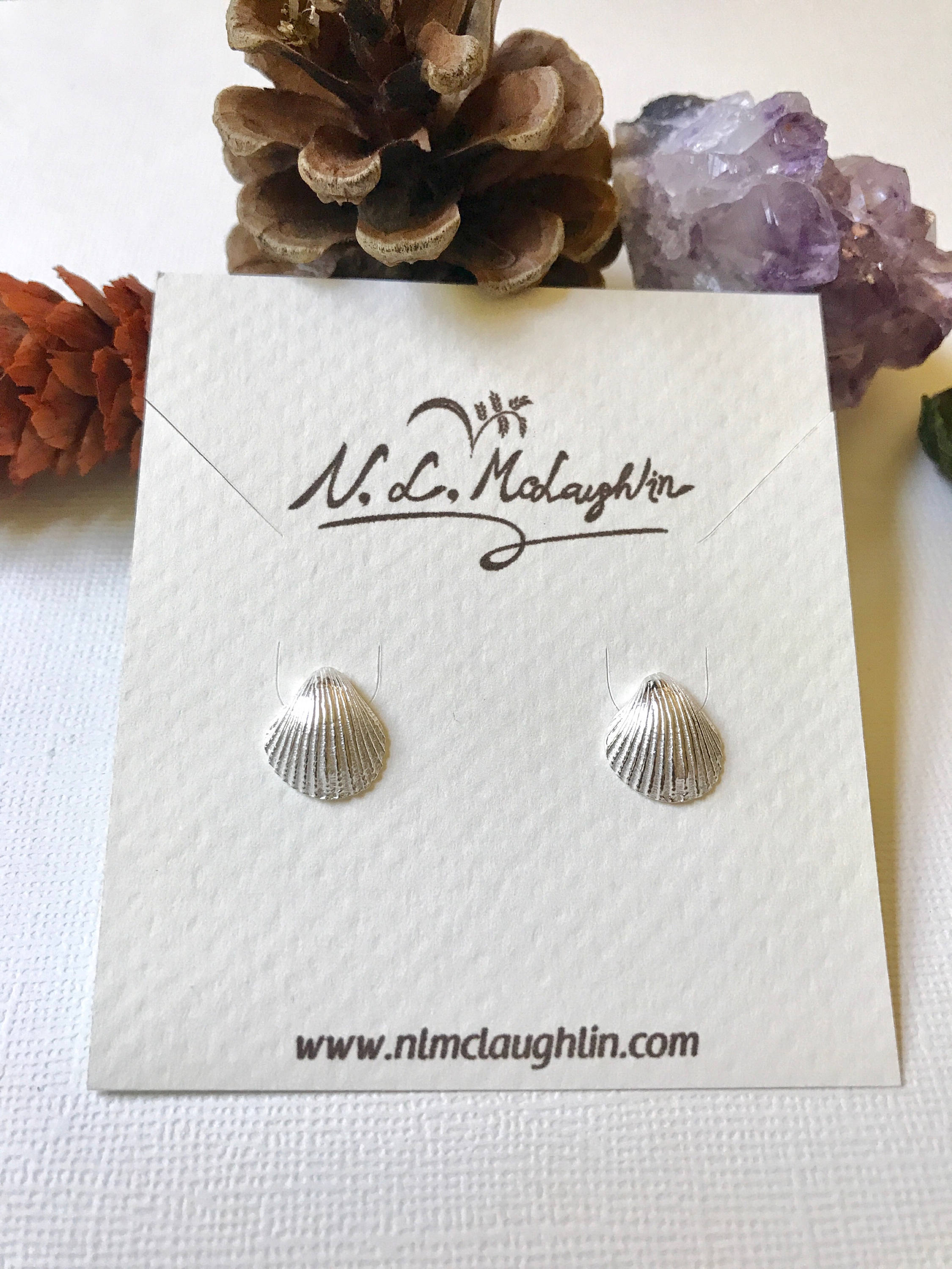 Sterling Silver Shell Stud Earrings, Shell Earrings, Beach Earrings ...