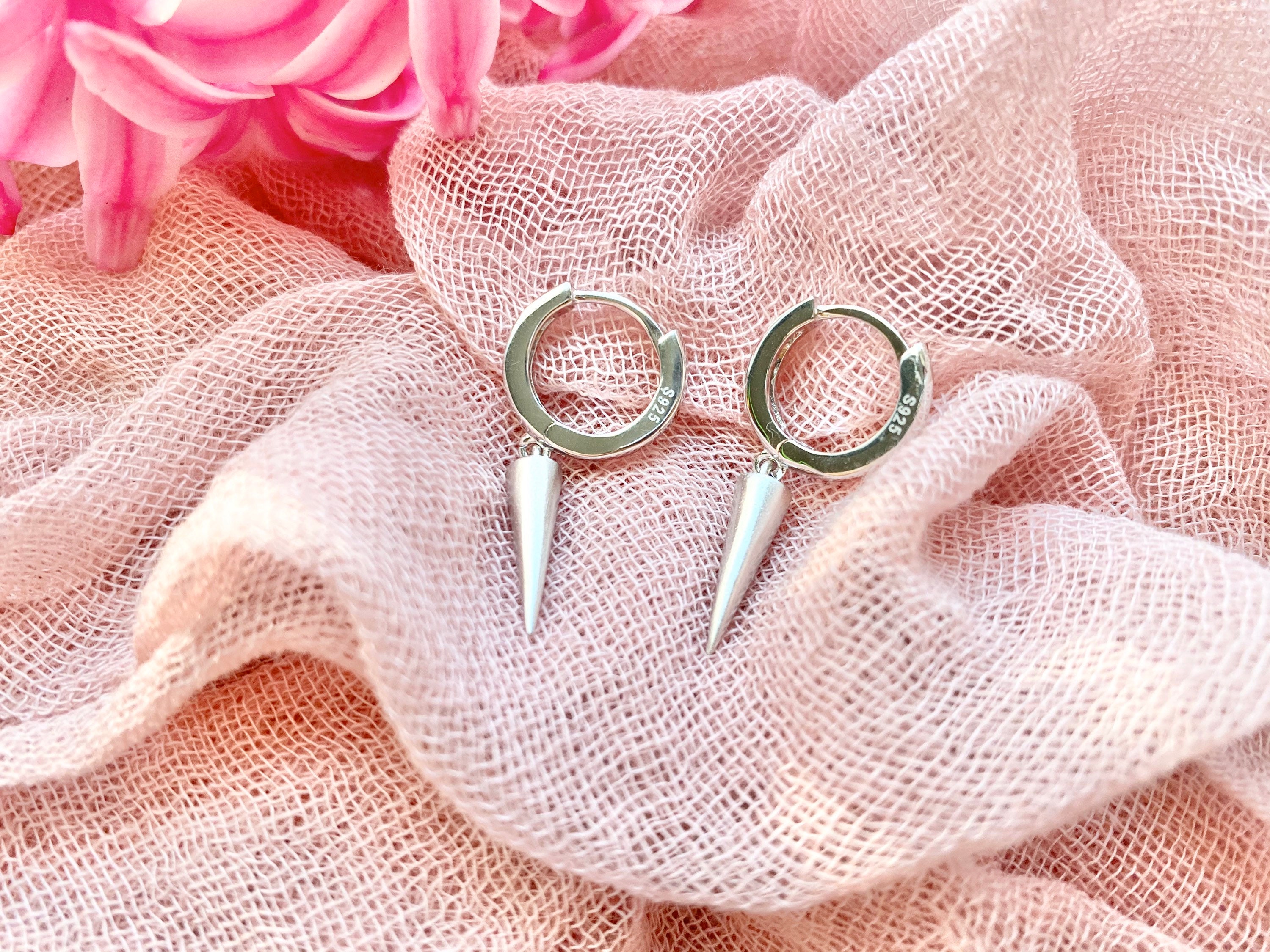 Sterling Silver spike earring Spike hoop earrings Spike | Etsy