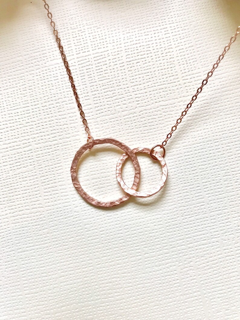 Sterling Silver Double Circle Necklace Interlocking Circle - Etsy UK