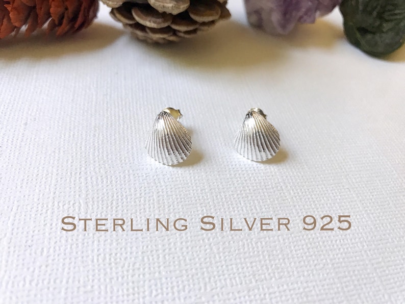 Sterling Silver Shell Stud Earrings, Shell Earrings, Beach Earrings ...