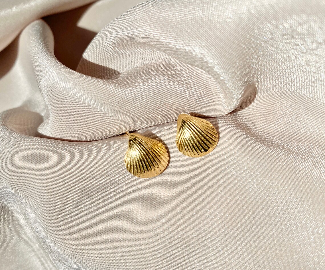Sterling Silver Shell Stud Earrings, Shell Earrings, Beach Earrings ...