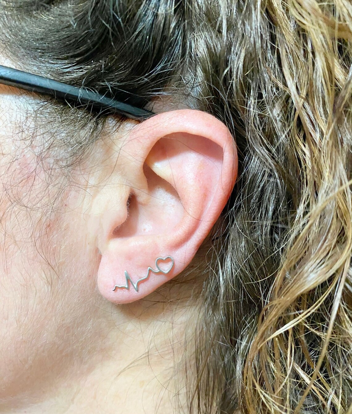 Sterling Silver heartbeat climber heartbeat earrings EKG | Etsy