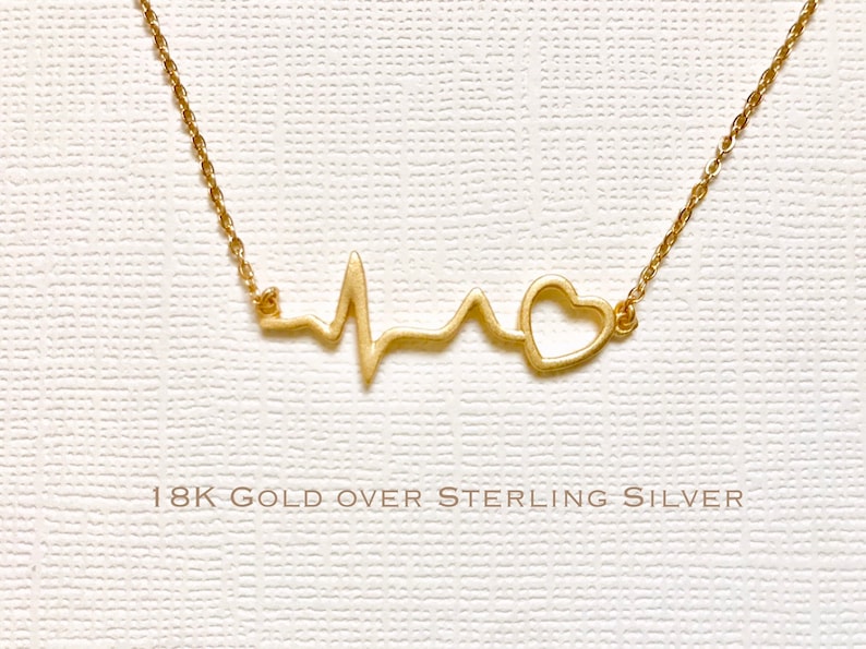 Sterling Silver Heartbeat Necklace, Heartbeat Necklace, EKG Necklace ...