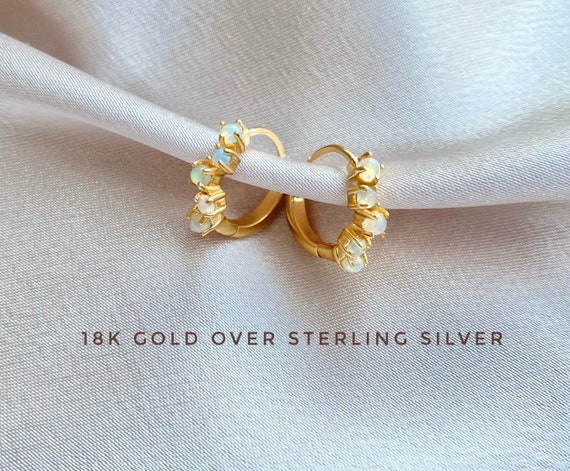 Sterling Silver Opal Earring Opal Hoop Earrings Opal Huggie Ethiopian Opal Genuine Opal Tiny Hoop Earrings Bridesmaid Gift Etsy Canada