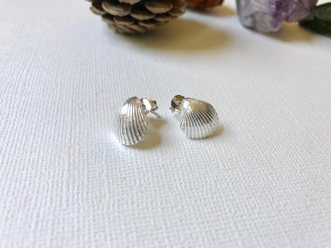 Sterling Silver Shell Stud Earrings, Shell Earrings, Beach Earrings ...