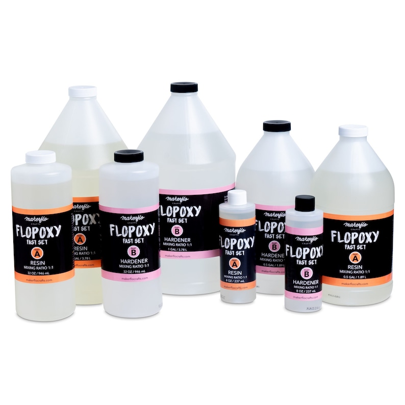 Flopoxy Fast Set Resin & Hardener Epoxy Kit, No Yellowing, No Bubbles ...