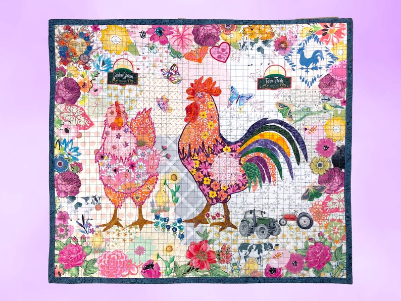 Collage Quilt Farm Fresh Chickens - Etsy