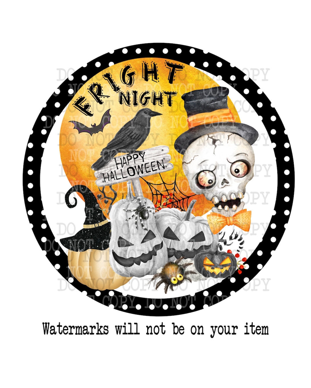 Fright Night Sign Happy Halloween Wreath Sign Wreath - Etsy