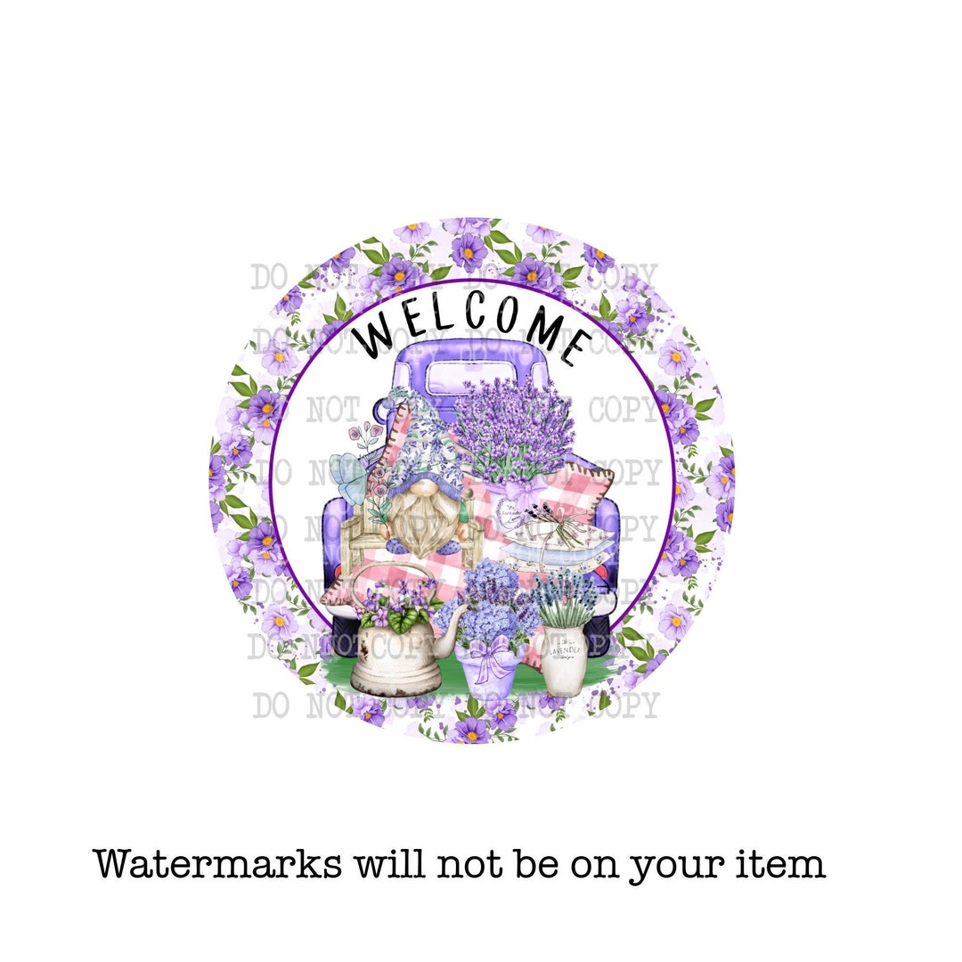 Lavender Sign, Lavender Truck Sign, Spring Wreath Sign, Metal Wreath ...