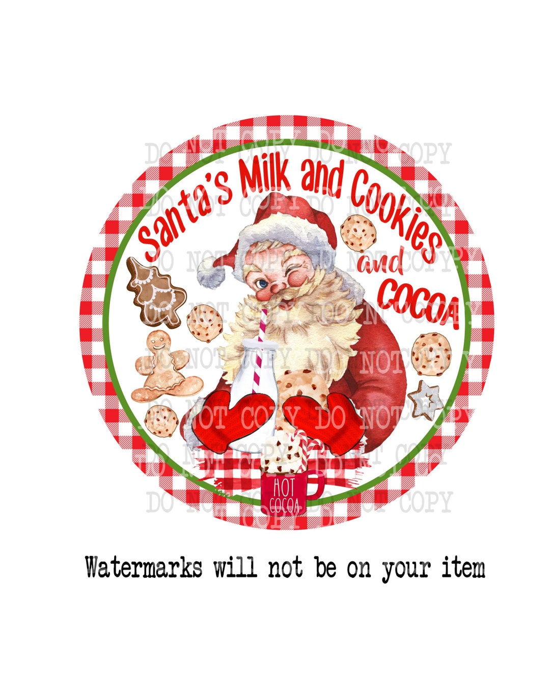Santa's Milk and Cookies Sign Christmas Wreath Sign Milk - Etsy
