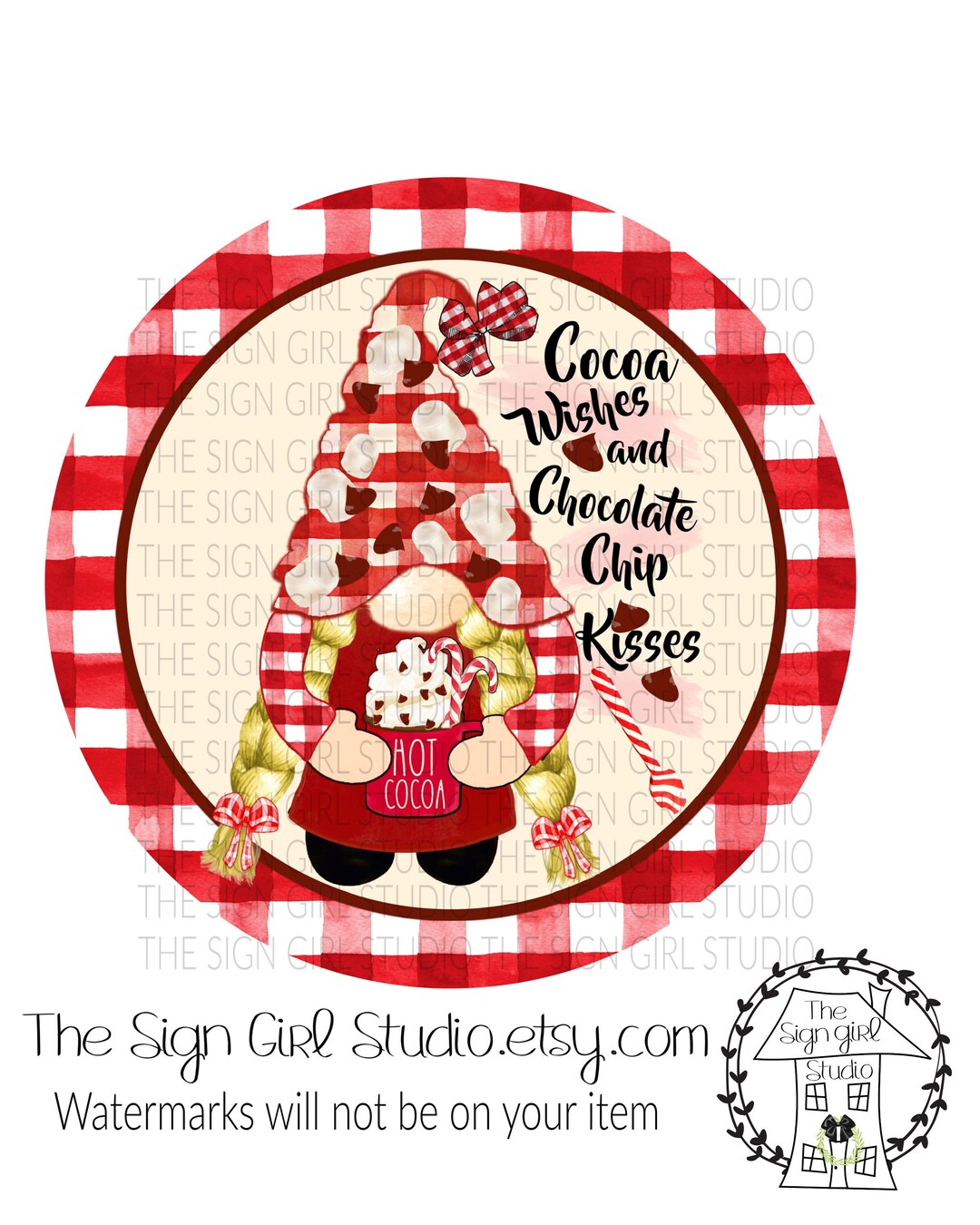 Cocoa Wreath Sign, Christmas Gnome Sign, Cocoa Gnome, Hot Cocoa Sign ...