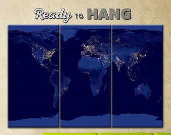 Globe Tan Map World Map Canvas Vintage Map set Large wall