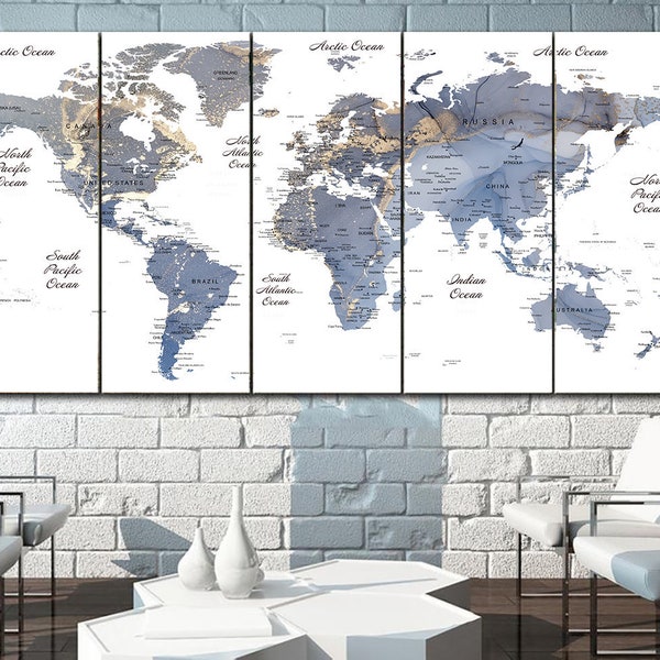 Purple World Map - Etsy