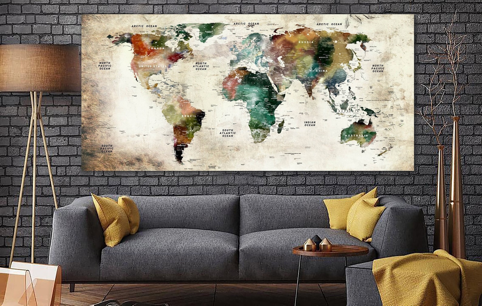 World Map Canvas Wall Art Adventure Map of the World Multi | Etsy