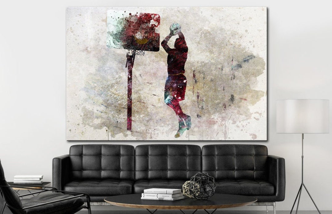 Basketball Canvas Wall Art Basketball Player Print Original Abstract ...
