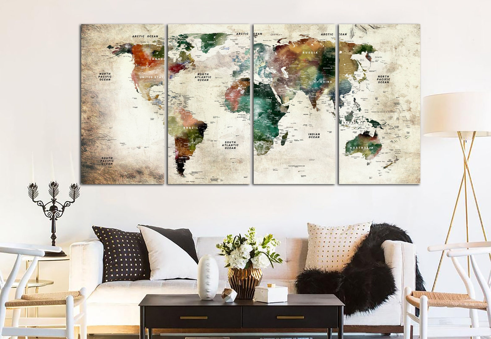 World Map Canvas Wall Art Adventure Map of the World Multi | Etsy