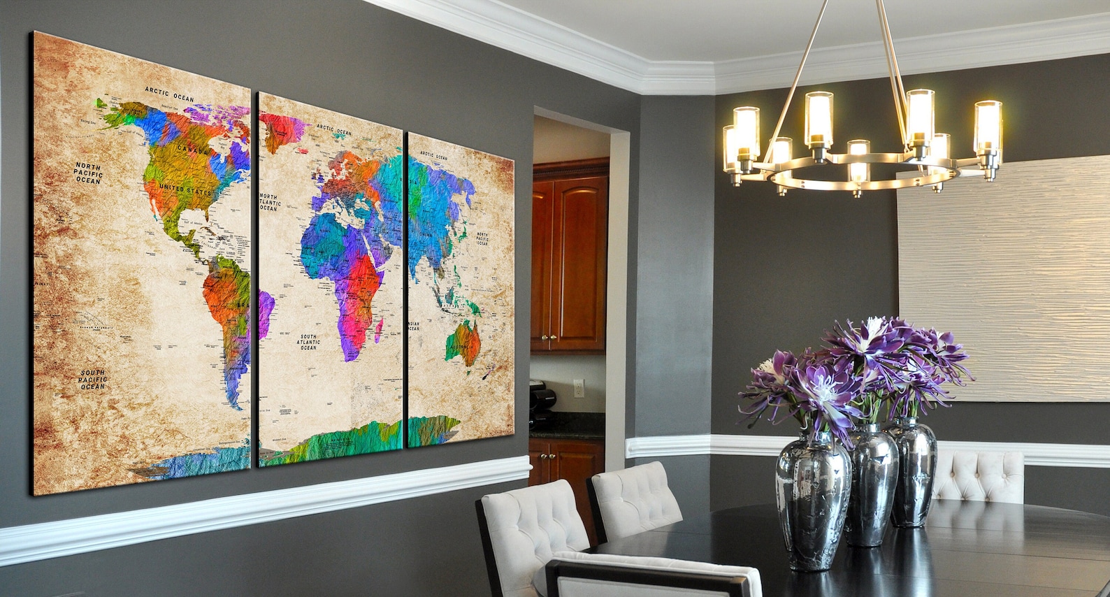 World Map Art Modern Travel Map of the World Print Beige - Etsy