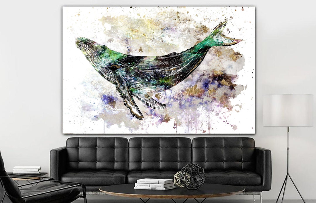 Abstract Whale Print on Canvas Whale Art Poster Humpback Whale Wall Art ...