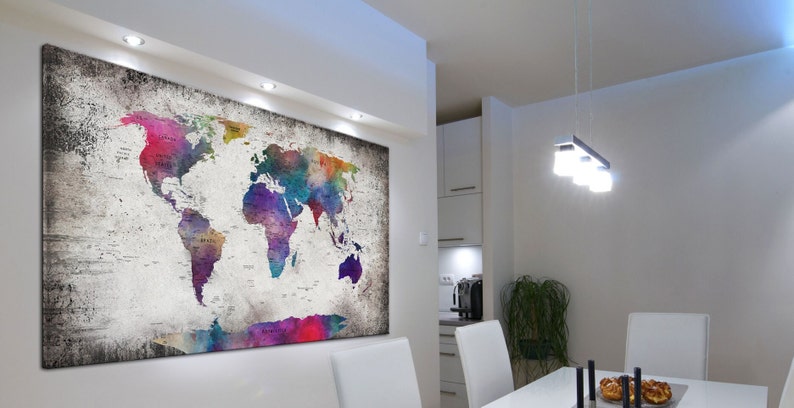 Colorful World Map Wall Art World Map Educational Multi Panel - Etsy