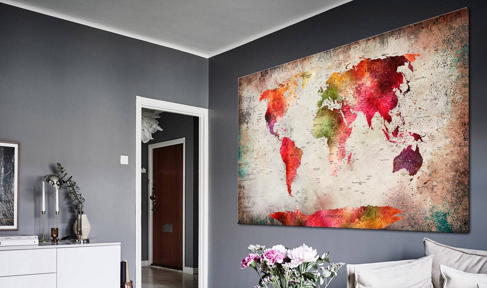 Large World Map Canvas Wall Art Map of the World Multi Panel - Etsy