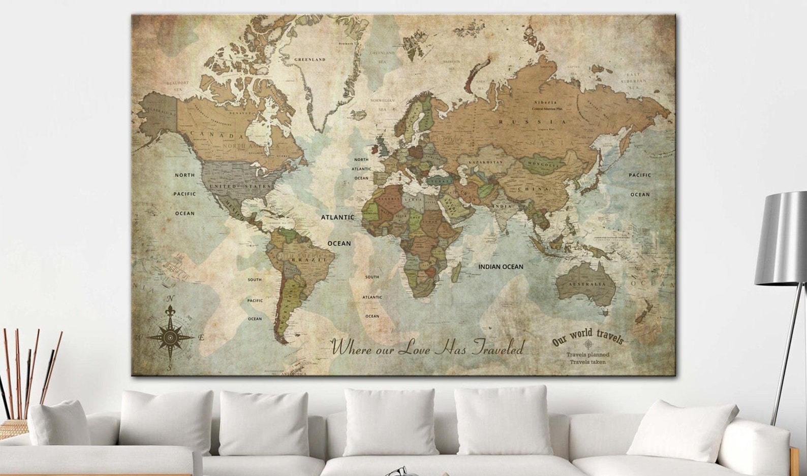 World Maps Canvas Large World Map Poster Large World Map Wall | Etsy