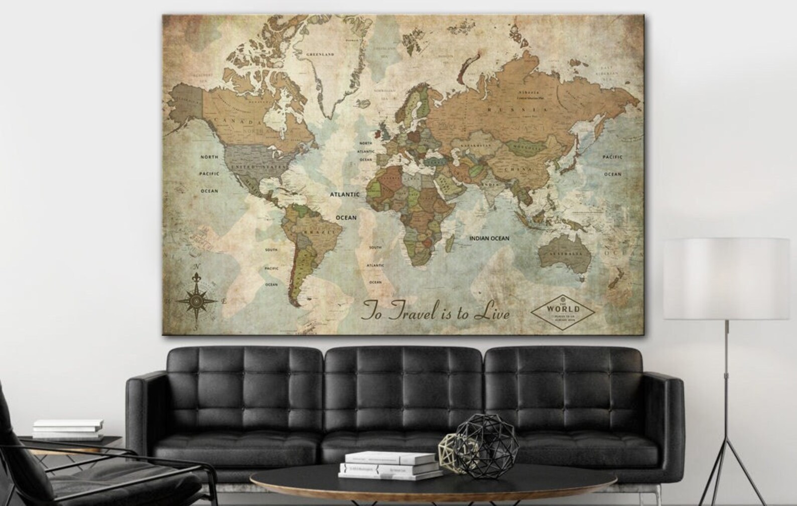 Vintage World Map Old World Map Personalized World Map Large - Etsy