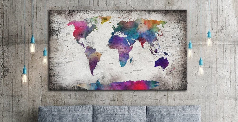 Colorful World Map Wall Art World Map Educational Multi Panel - Etsy Canada