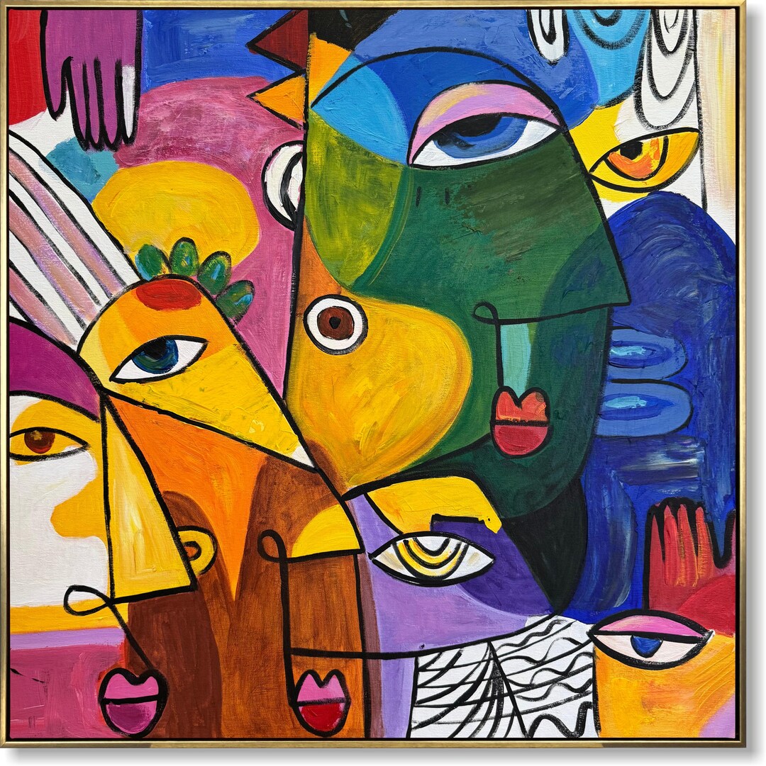 Colorful Abstract Face Painting Bold Cubist Art Multicolor Geometric ...