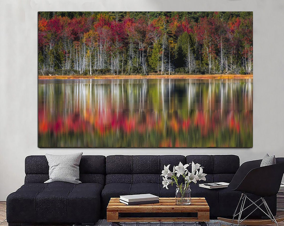 Large Forest Print on Canvas Forest River Wall Art Autumn - Etsy