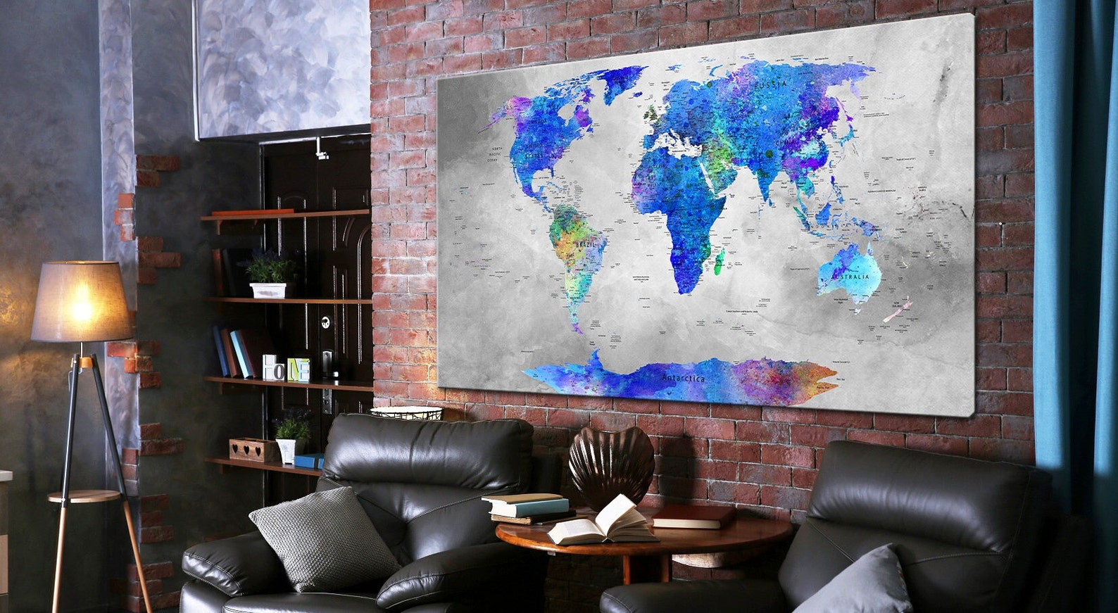 Large World Map Canvas World Map Print Set World Map Wall Art - Etsy