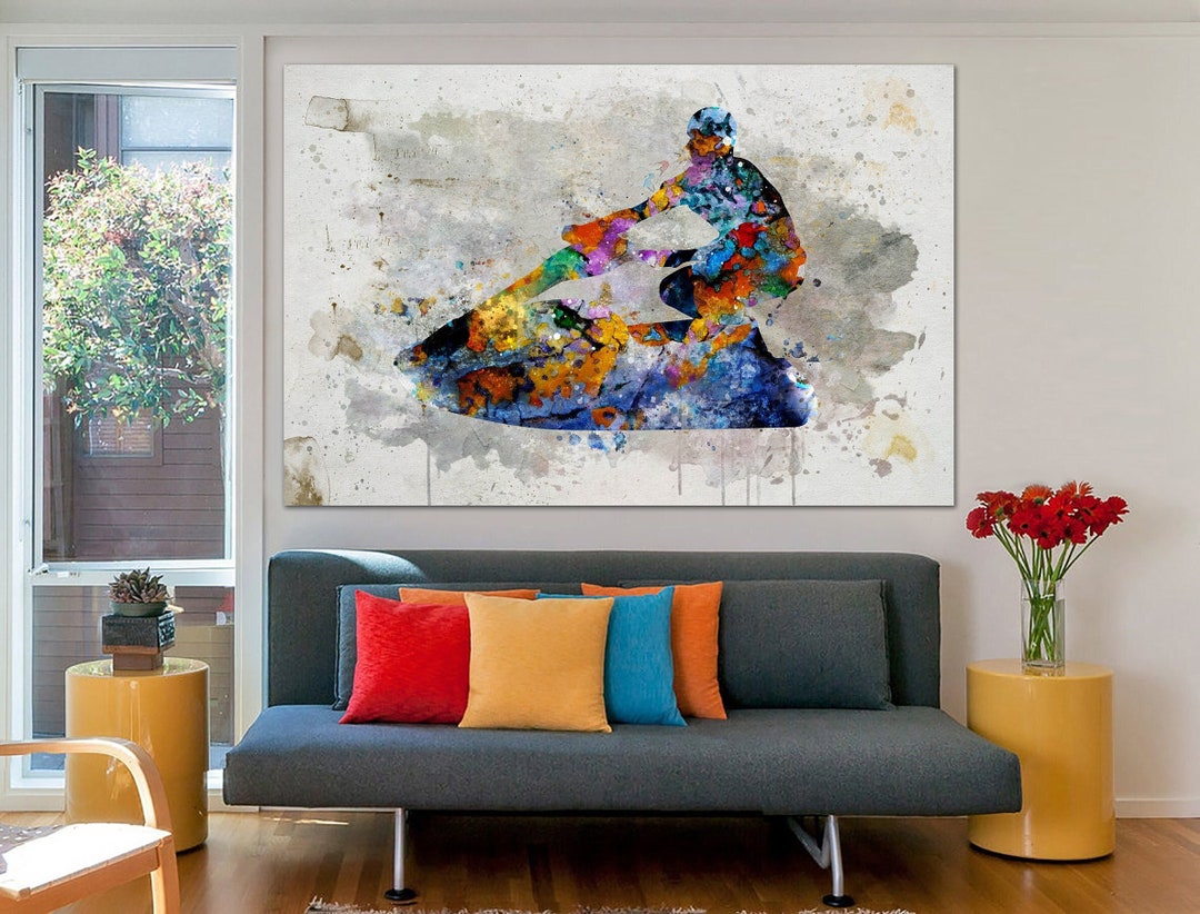 Abstract Jet Ski Print on Canvas Water Sport Poster Watercolor Style ...