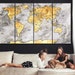 Large Gold World Map Print on Canvas Push Pin Travel Map Poster Push ...